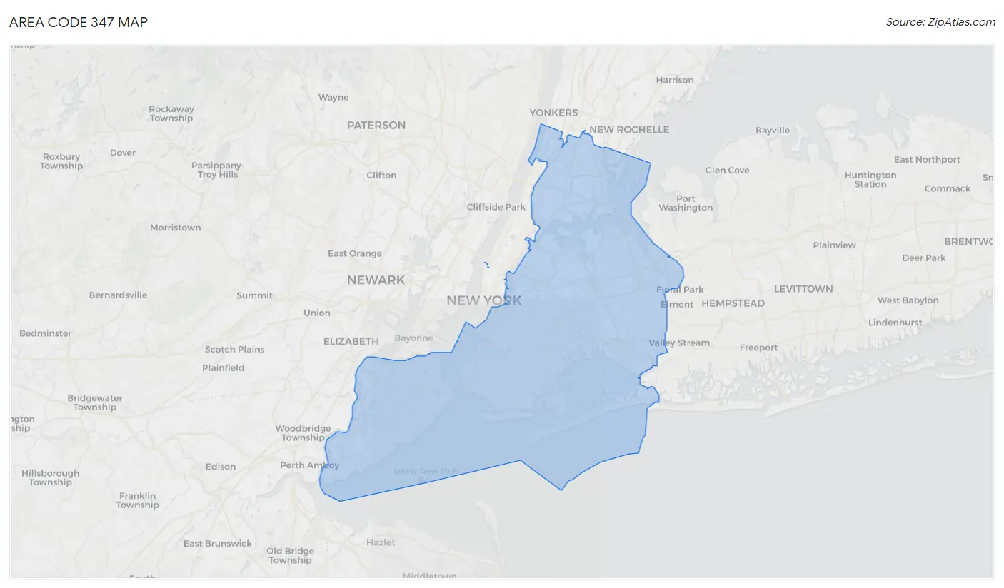 347 Area Code, New York | 2023 | Zip Atlas