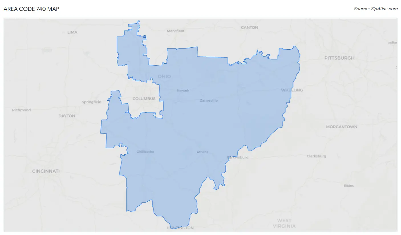 740 Area Code, Ohio | 2023 | Zip Atlas