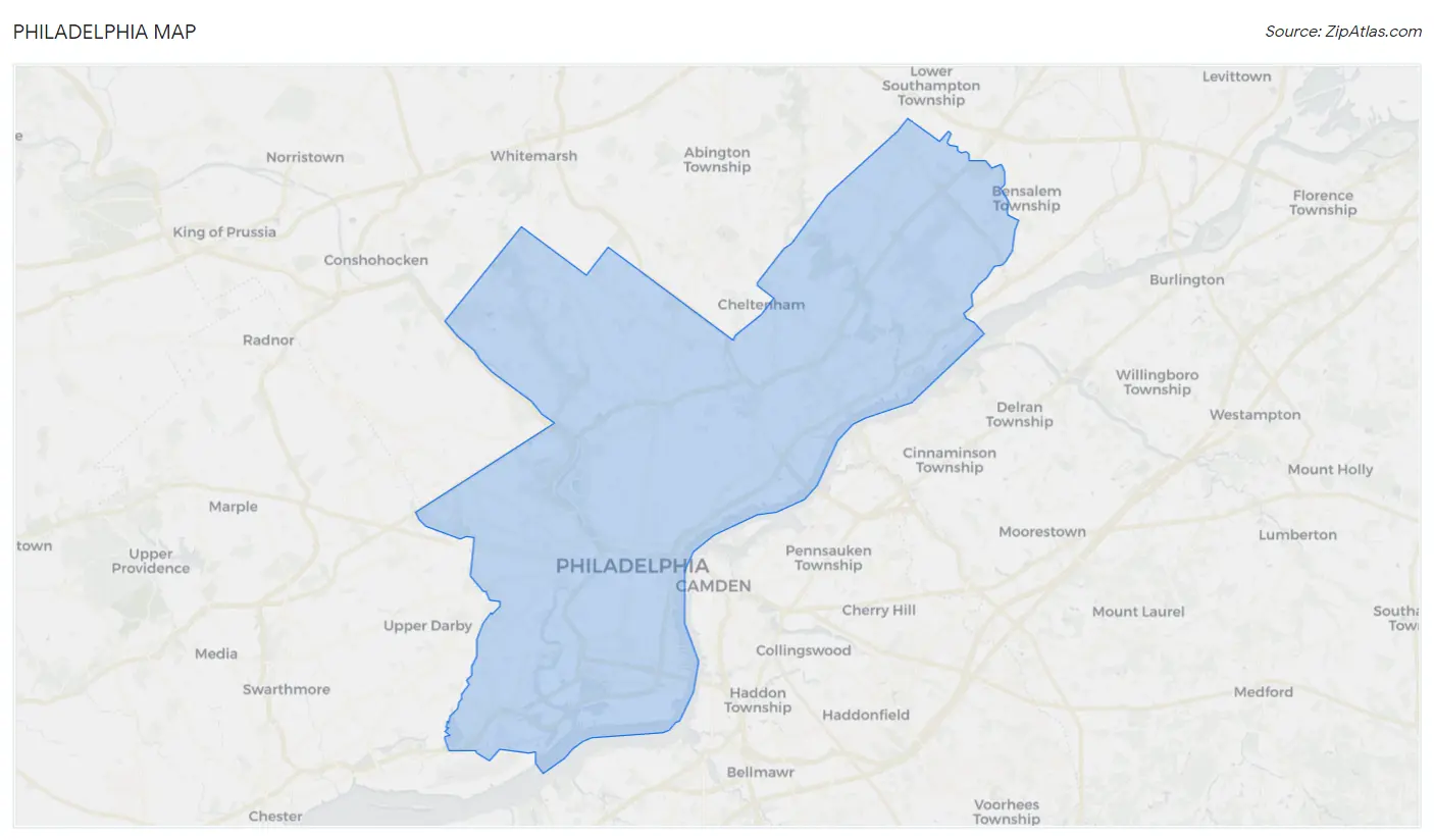Philadelphia, PA Zip Codes | Map & Profile | 2023 | Zip Atlas