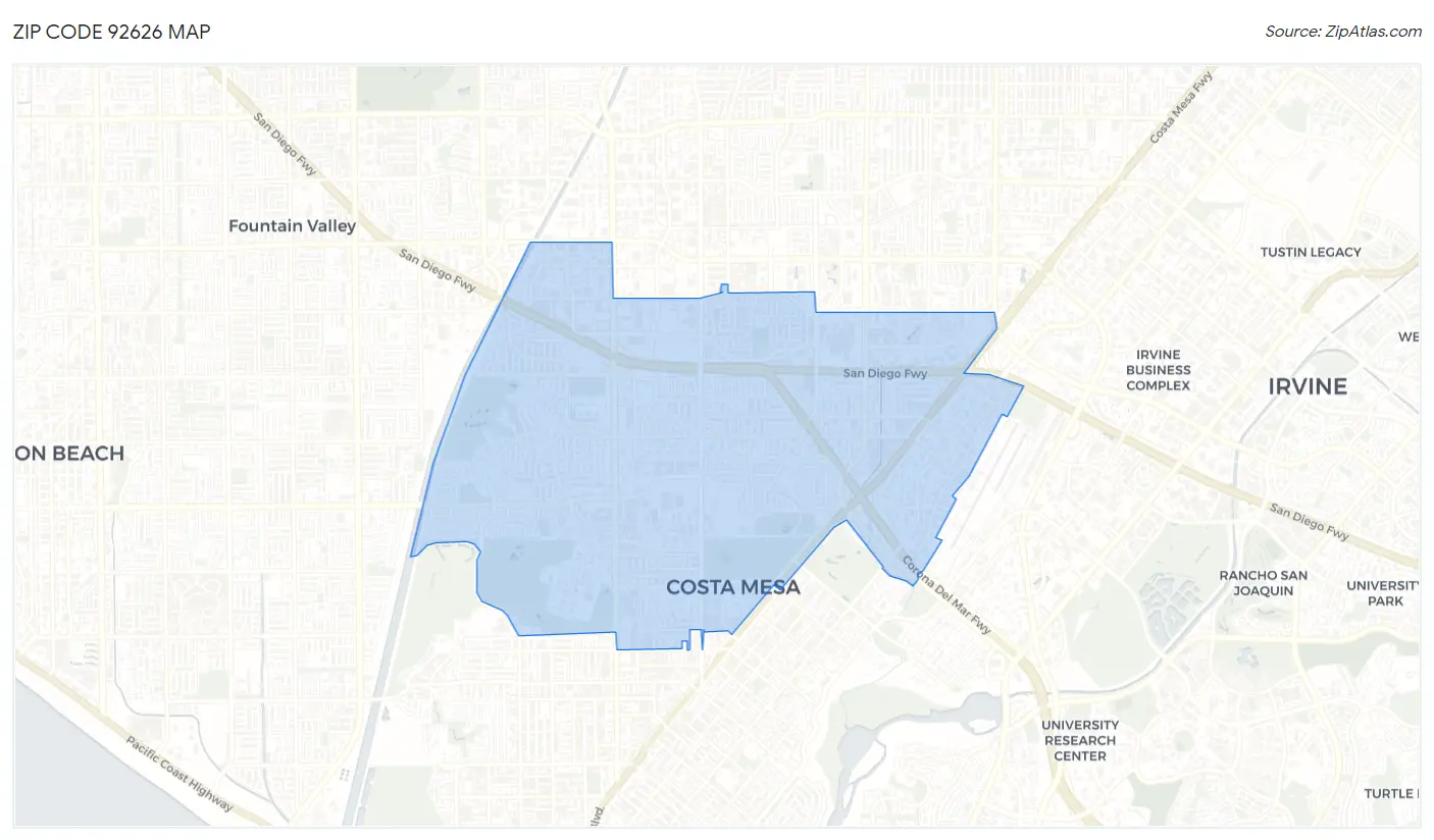 92626 Zip Code | Costa Mesa, CA | 2023 | Zip Atlas