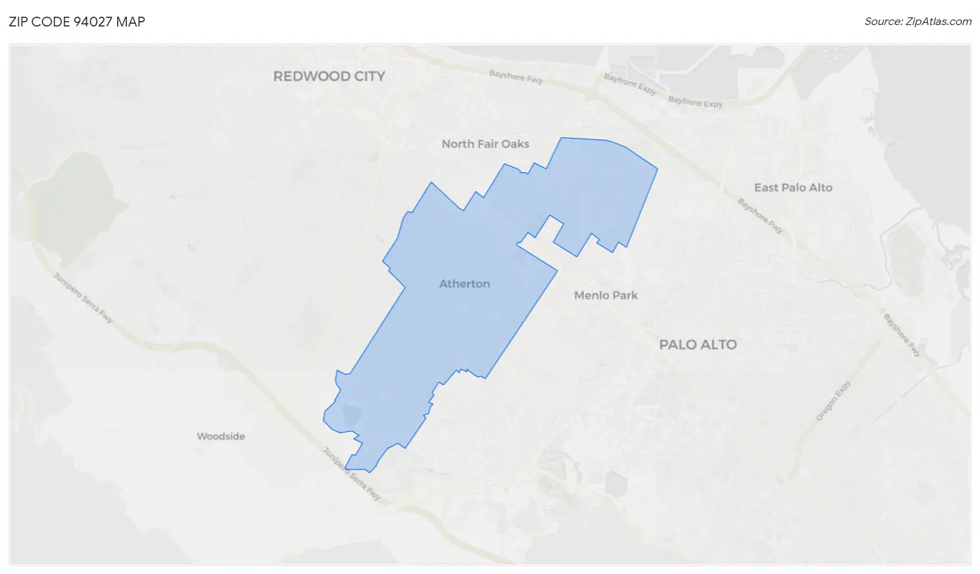 94027 Zip Code Map - Gabbey Christalle